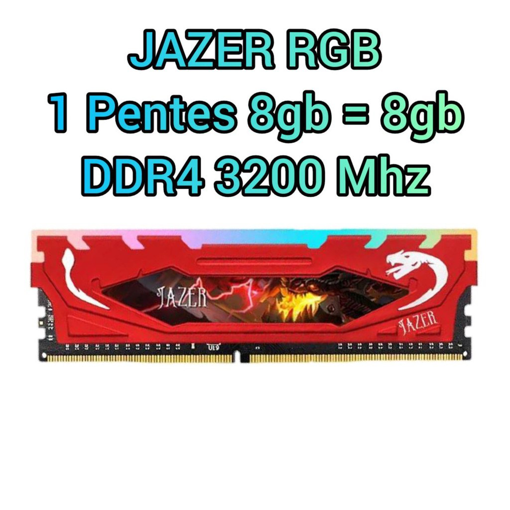Memória DDR4 JAZER RGB 3200Mhz 8gb,16gb Nova | Shopee Brasil