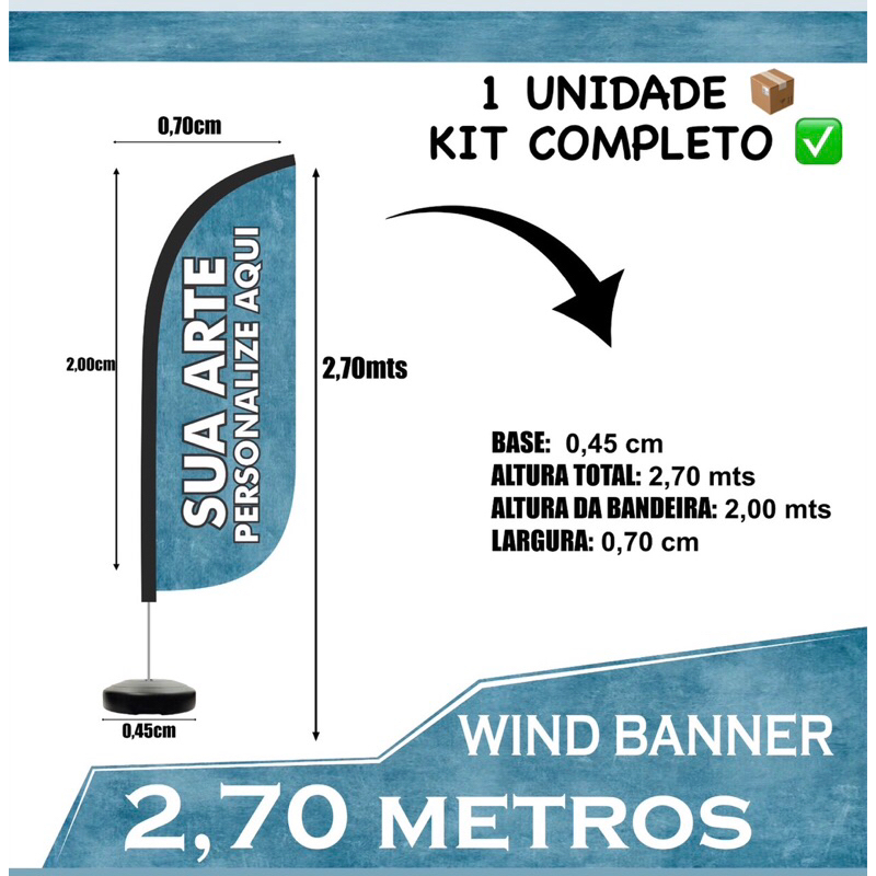 Wind Banner Kit Completo - Personalizado 2,70 mts (Ate gratis) | Shopee ...