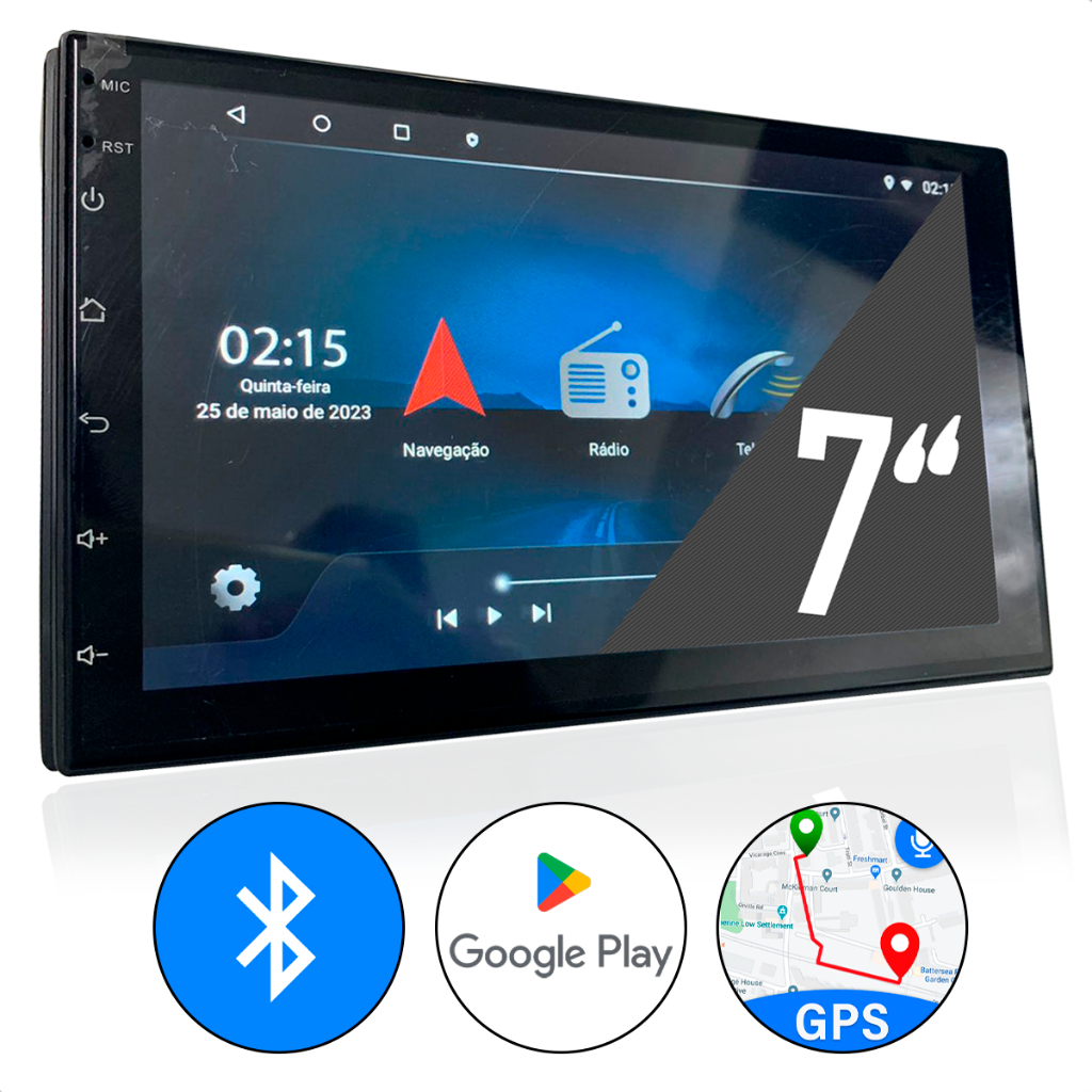 Multimídia MP5 Universal Ultron 7 Polegadas Android 11 Quad-Core Bluetooth Tela GPS Rádio FM AM ...