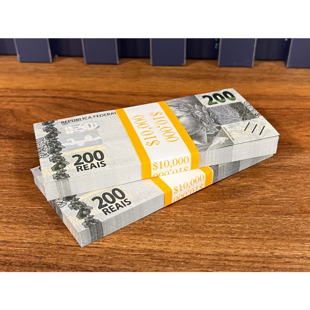 Nota Dinheiro Falsa 200 Reais Tamanho Real - 200 Unidades | Shopee Brasil