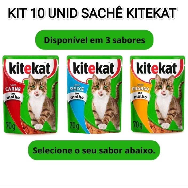KIT 10 SACHES GATO KITEKAT 65G | Shopee Brasil