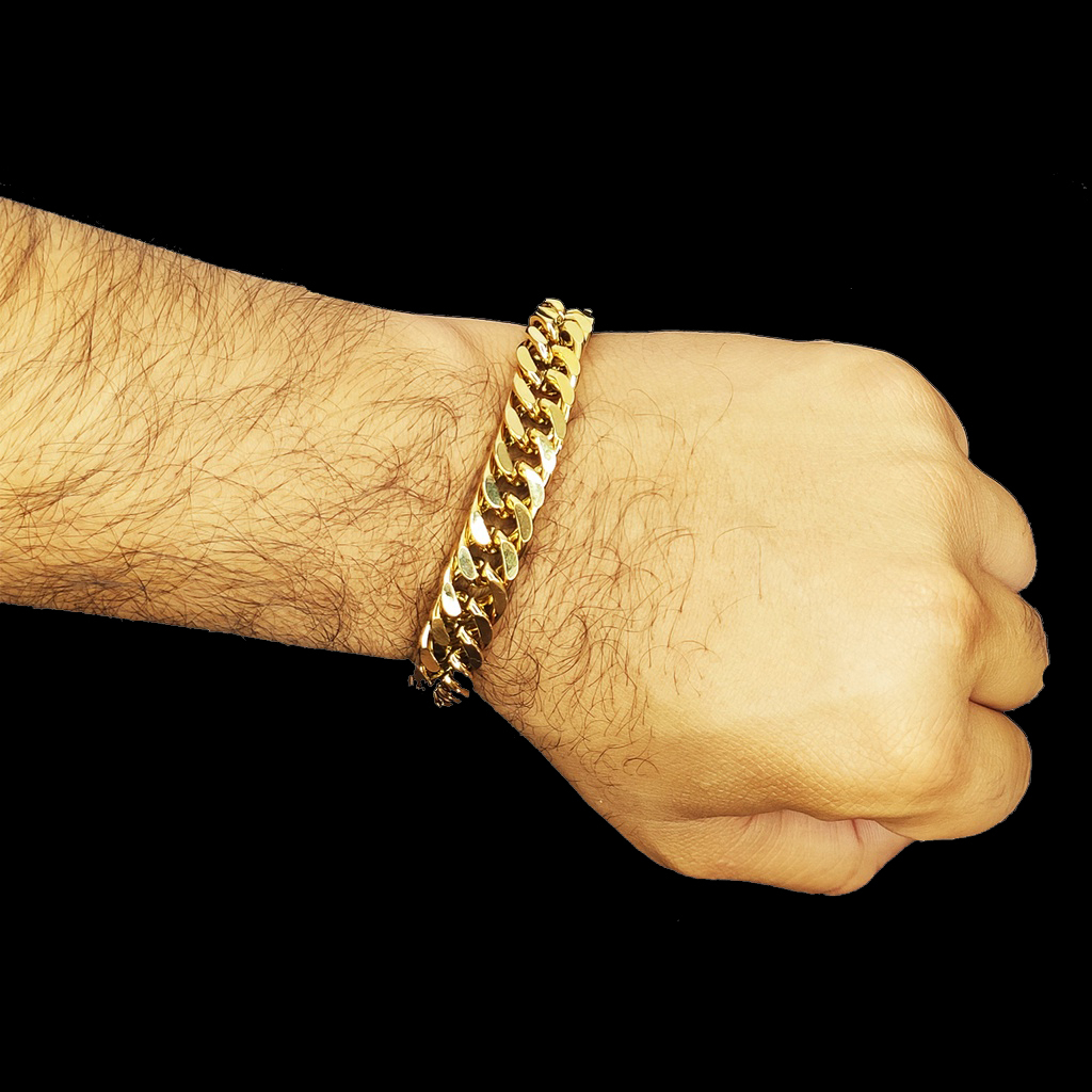 Pulseira Grummet Elo Duplo Masculina Grossa Banhada a Ouro 18k Fecho ...