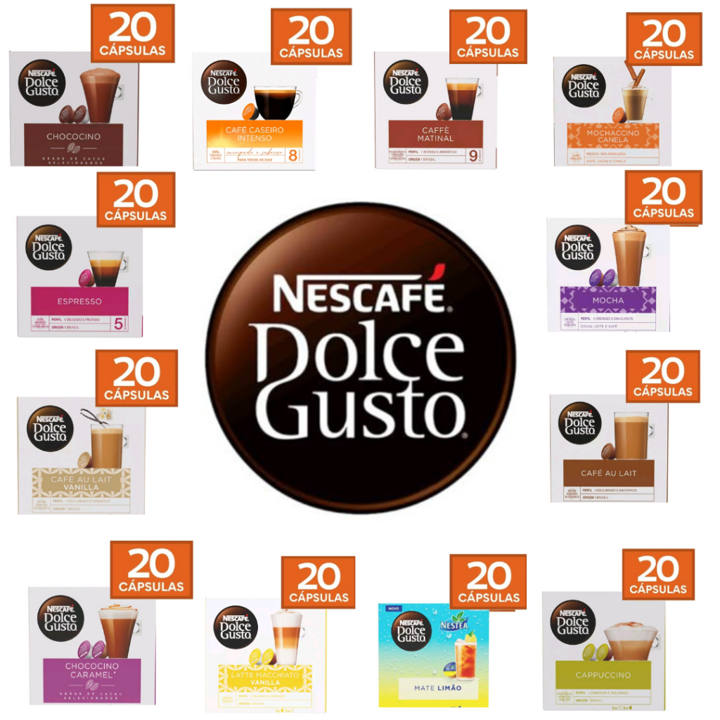 DOLCE GUSTO Kit 20 Unidades Cápsulas Nescafé Escolha seus Sabores ...