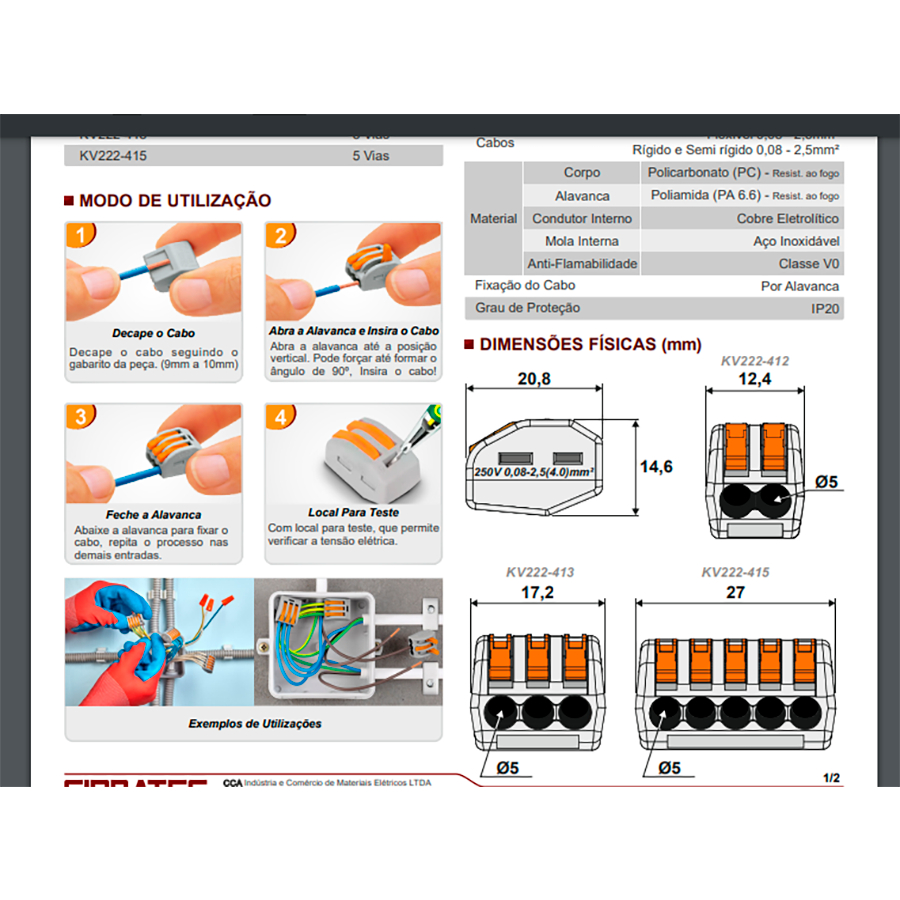 Conector de emenda alavanca 2 a 5 vias 4mm 32A para fios | Shopee Brasil