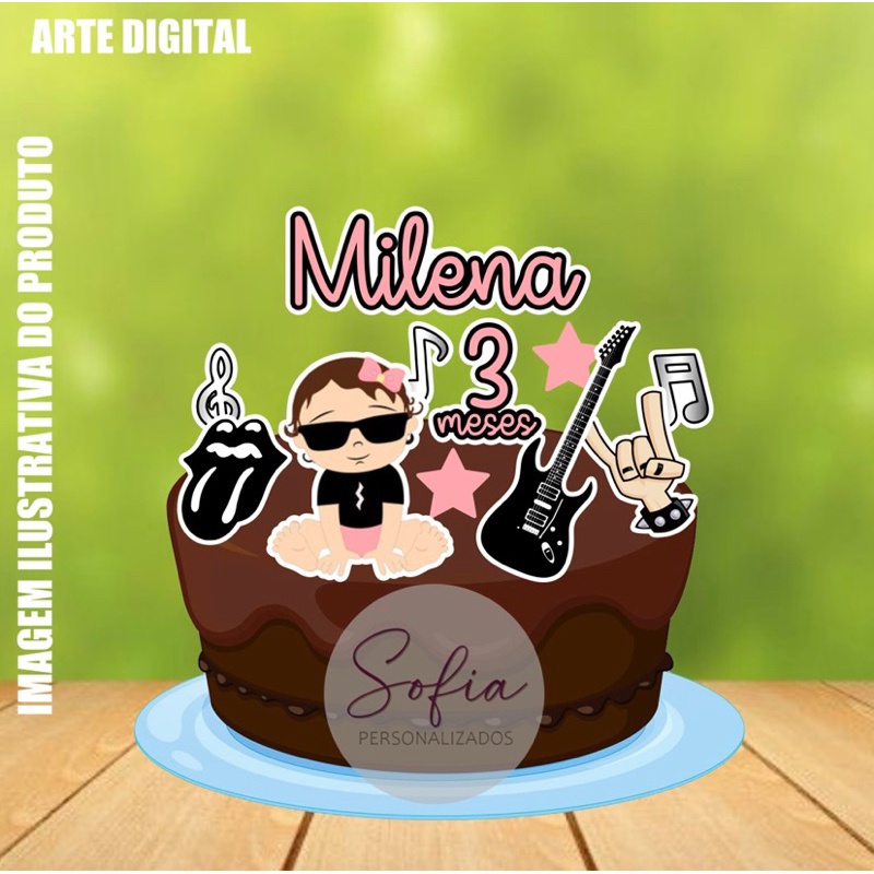 Topo de Bolo - Topper de Bolo Personalizado Aniversário Mesversario ...