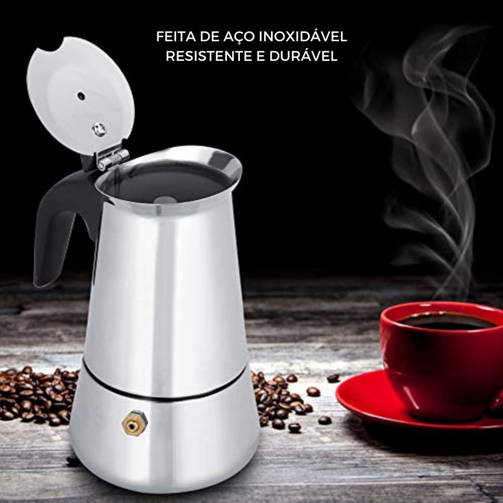 Cafeteira Italiana Inox Premium para 6 Xicaras Café Expresso Moka ...