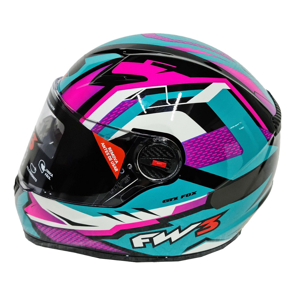 Capacete Fw3 Gtx Fox Azul Branco Rosa Fechado | Shopee Brasil