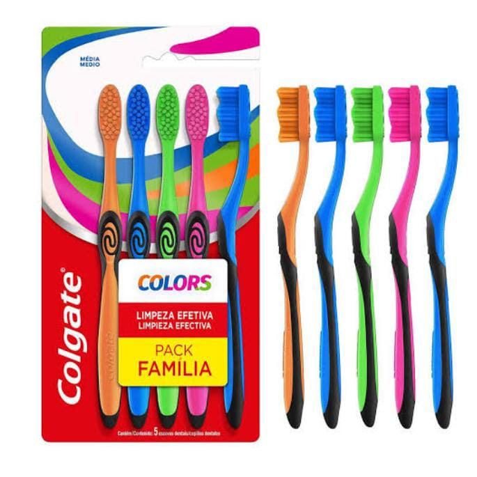 Escova de Dente Colgate Colors Pack com 5 unidades | Shopee Brasil