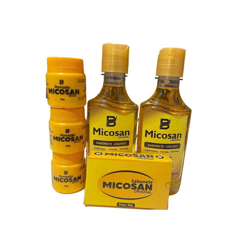 Micosan kit pomada 3 unidades 2 sabonete líquido e 1 sabonete barra ...