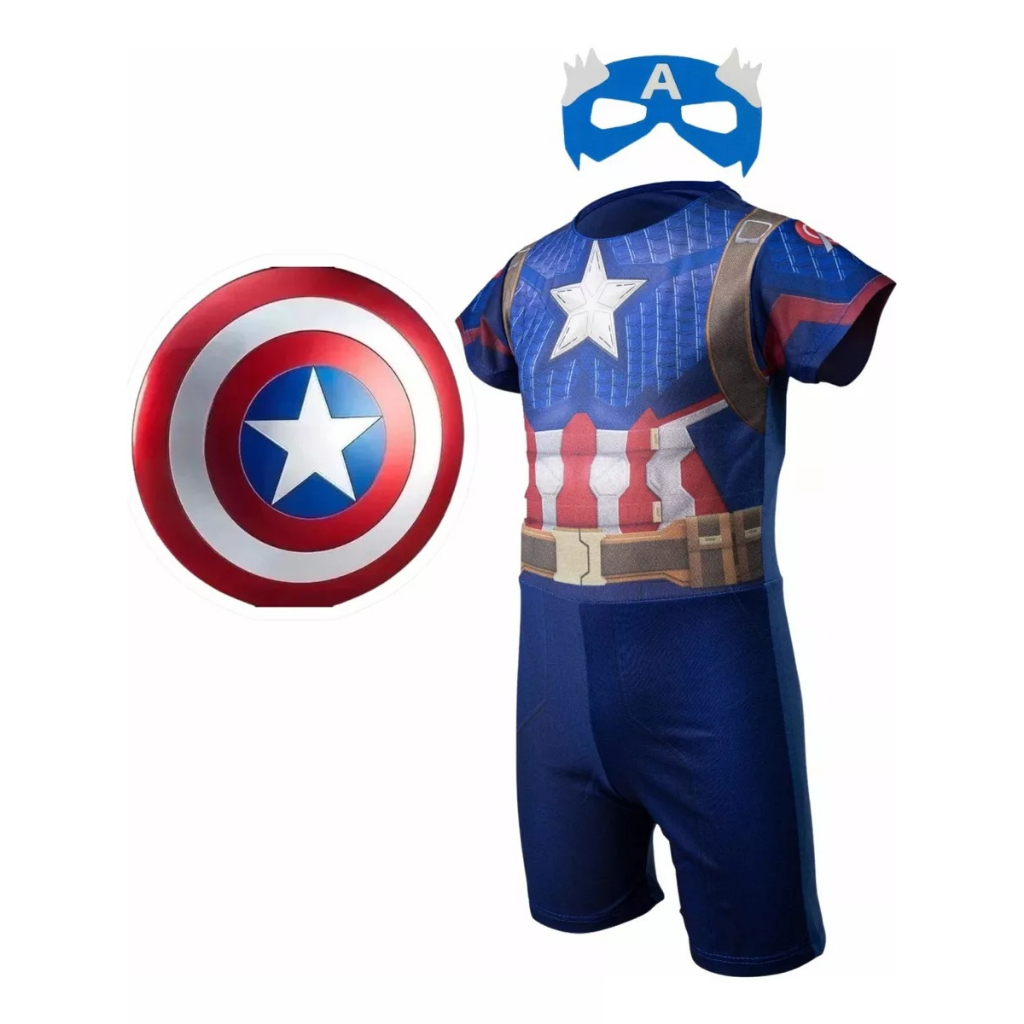 Fantasia Roupa Infantil Capitão América Com Escudo e Mascara E.V.A ...