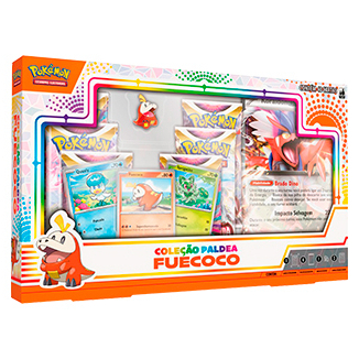 Box Pokémon Coleção Paldea Fuecoco com Broche e Carta Gigante Koraidon ...