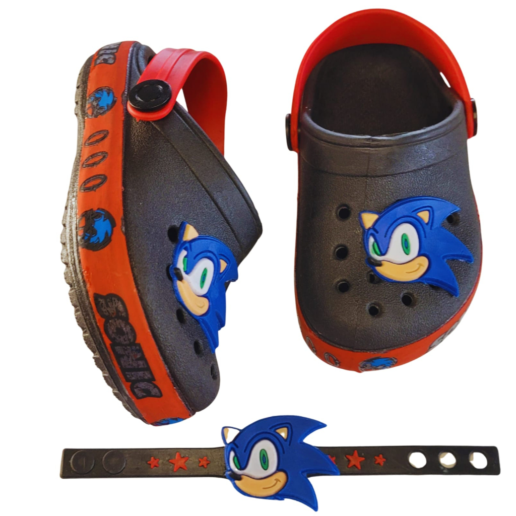 Sandália Sonic babuche infantil para menino chinelo SONIC + PULSEIRA ...