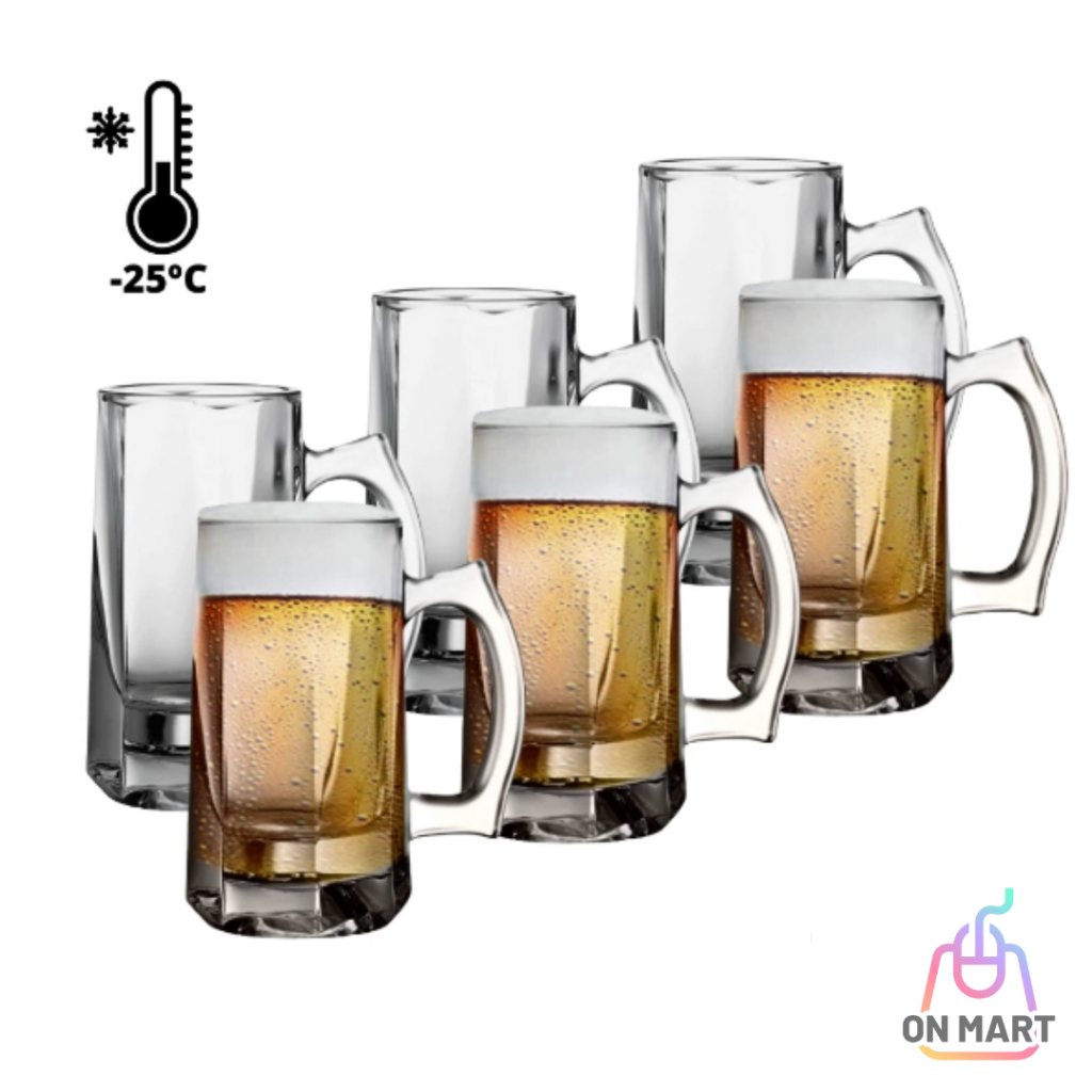 Jogo De 6 Canecas Para Chopp Vidro Cerveja Churrasco 380ml | Shopee Brasil