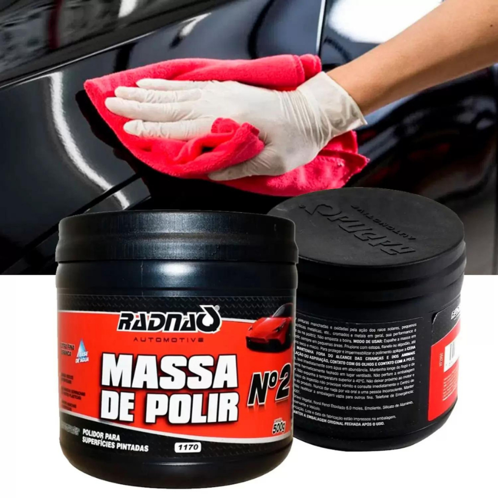 Massa de Polir N2 Automotiva Auto Brilho Para Pinturas Manchadas e Queimadas 500g Radnaq ...