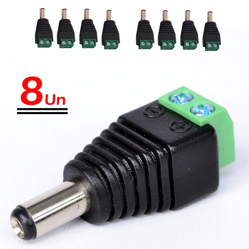 Conector P4 Macho com Borne CFTV Kit 8un | Shopee Brasil