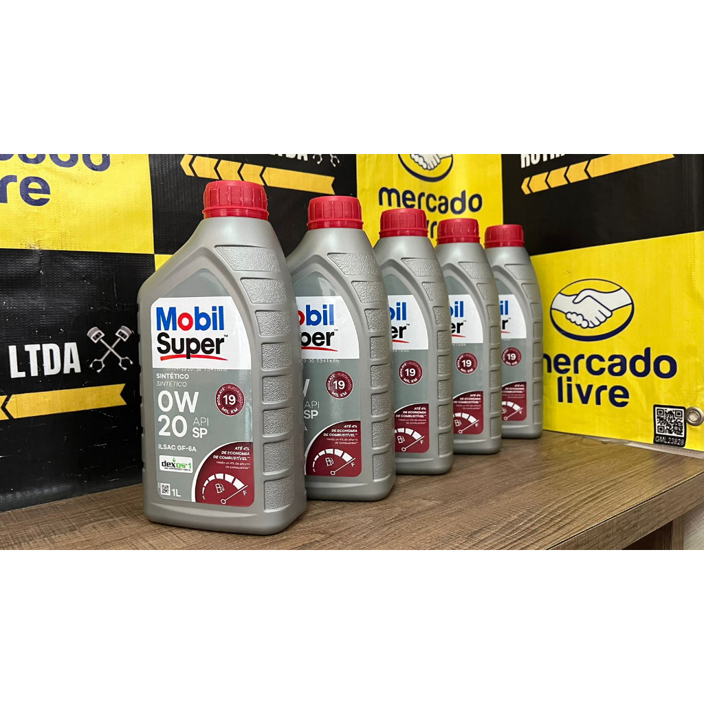 Kit 5 Óleos Mobil Super 0W20 API SP Sintético 5L | Shopee Brasil