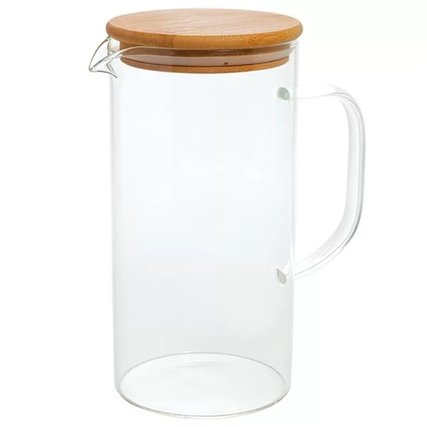 Jarra de Vidro Borossilicato c/ Tampa em Bambu 1,3 Litros Mimo Style | Shopee Brasil