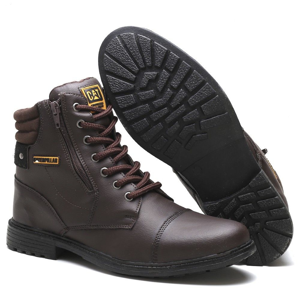 Coturno Bota Masculina Caterpillar CAT Cadarço Botina Sapato Masculino ...