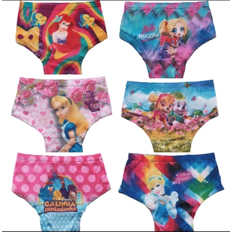 Kit 6 Calcinha Infantil Sublimada Menina | Shopee Brasil
