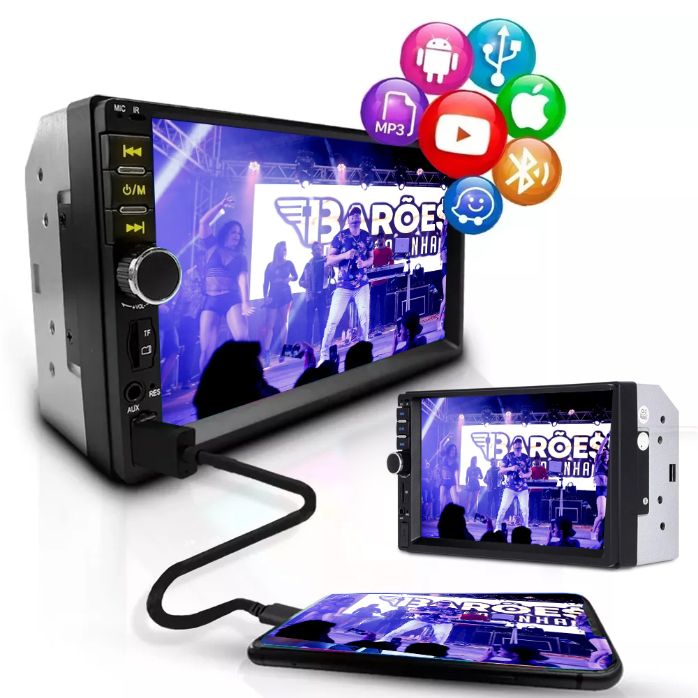 Dvd Automotivo 2 Din Central Multimidia Mp5 Bluetooth Usb Sd Tela 7 Hd Espelhamento Android ...