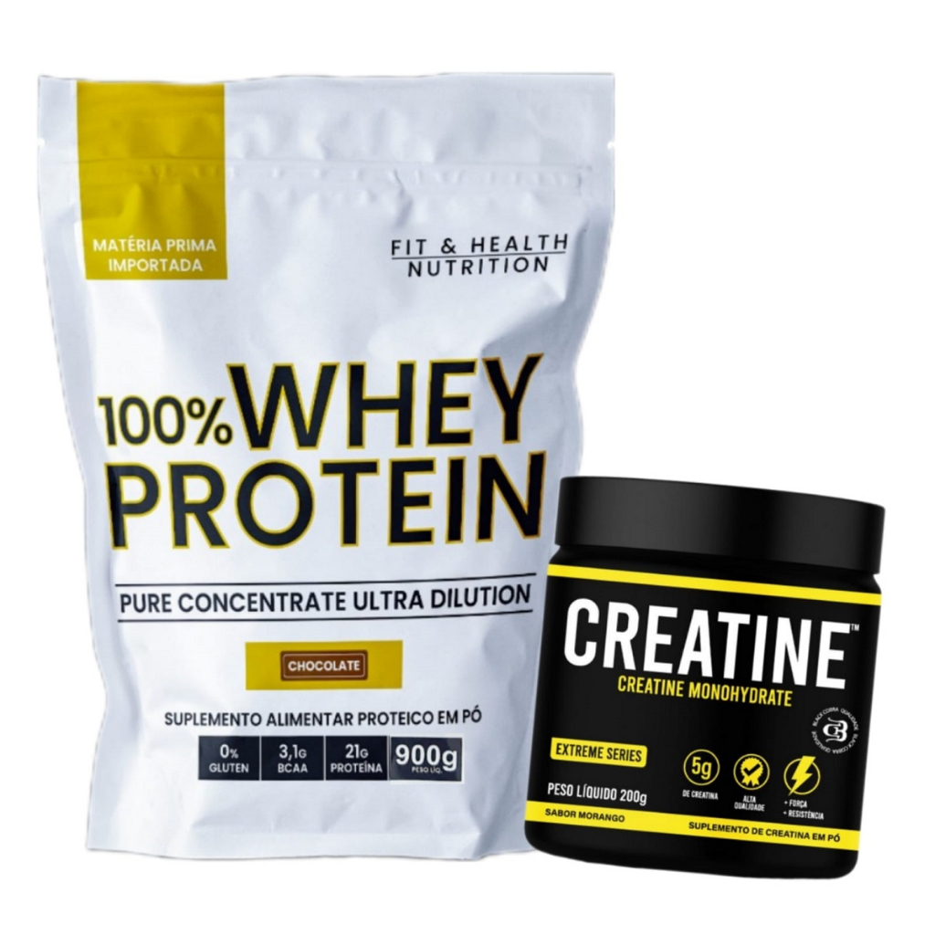 Whey Protein 100% Concentrado 900g + Creatina Monohydrate 250g | Shopee ...