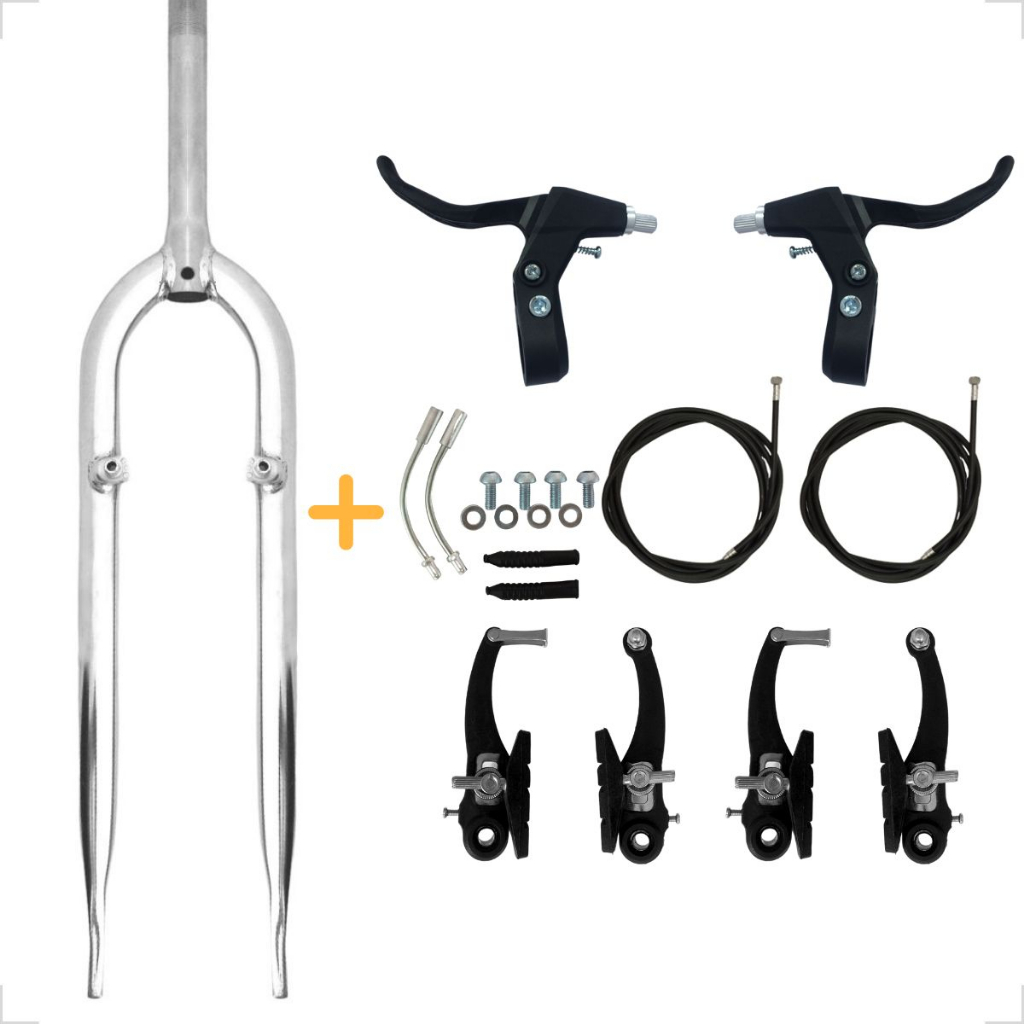 Garfo Bike Bicicleta Aro 26 Cromado Rosca Standard + Kit Freio V-brake Completo | Shopee Brasil