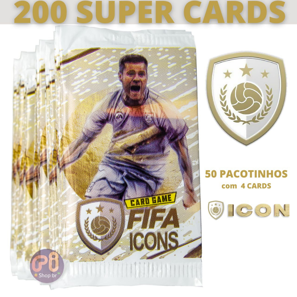 Kit Com 200 Cards / Cartinha FIFA ICONS 23 = 50 Pacotinhos 4 Com Cards ...