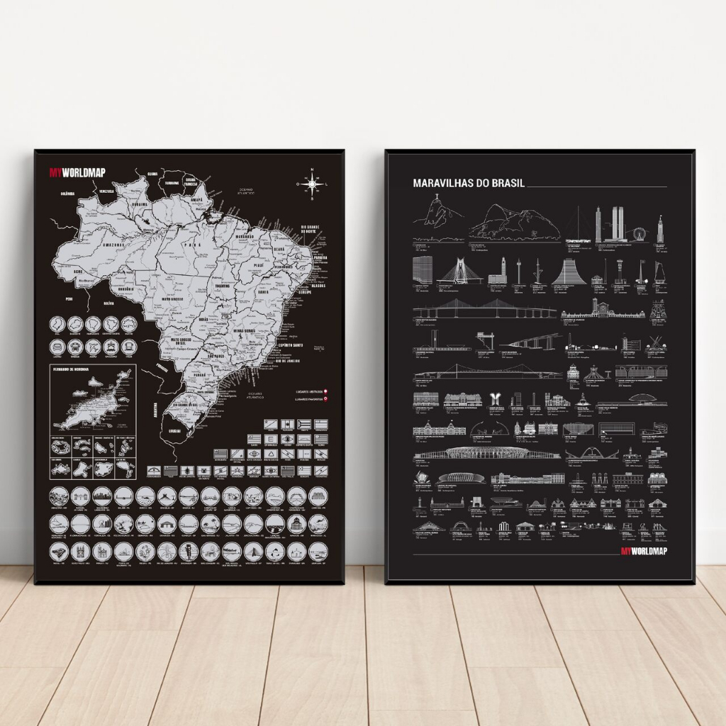Mapa Raspar Brasil - Kit Mapa de Raspadinha Brasil e Maravilhas do ...