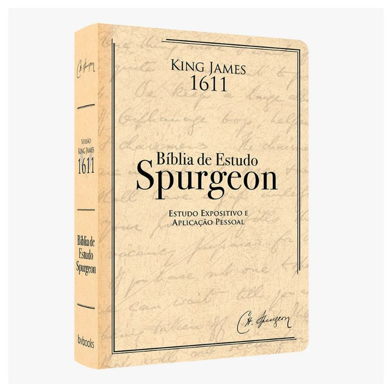 Bíblia de Estudo Spurgeon - King James 1611 - Luxo - Creme | Shopee Brasil
