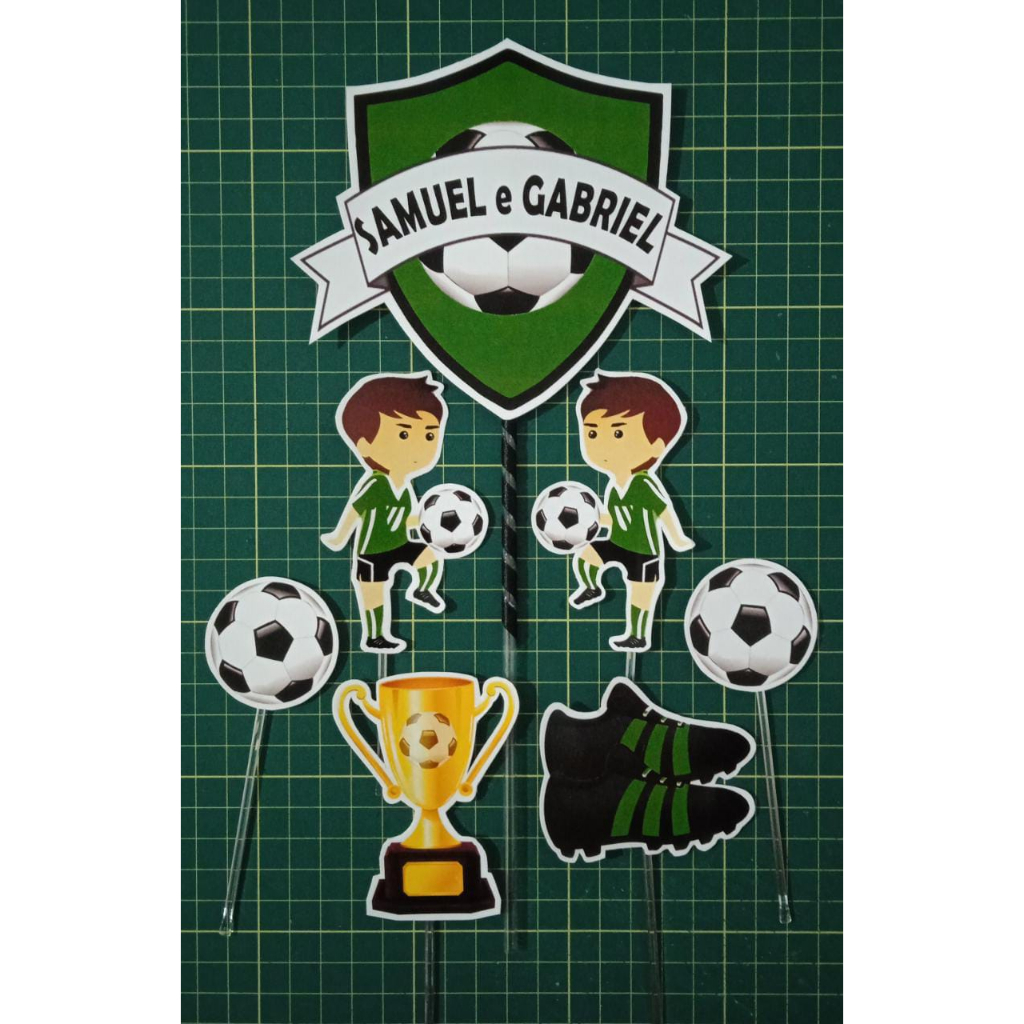 Topo de Bolo Futebol / Topper personalizado Fut / Top de bolo ...