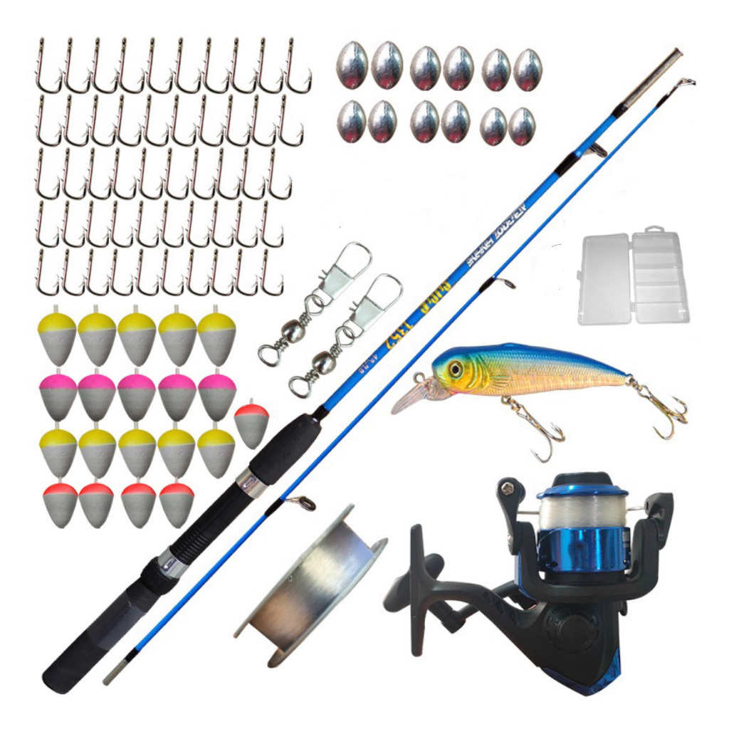 Kit De Pesca Completo Para iniciante 1 Vara de pesca 1,50m em alto qualidade e Molinete com ...