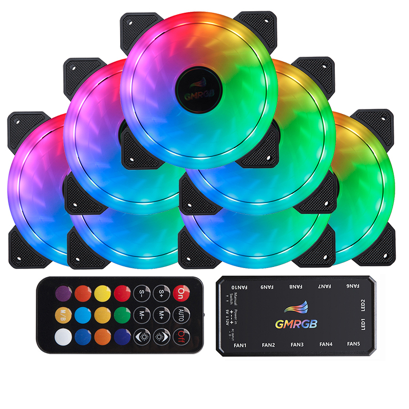 GMRGB kit 3/4/5/6/7/8/9/10 Cooler Fan Game Led RGB 120mm 6 pinos ...