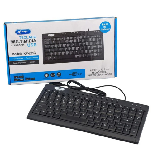 Teclado Usb Mini Multimídia perfil baixo e silencioso Com FIO ABNT2 ...
