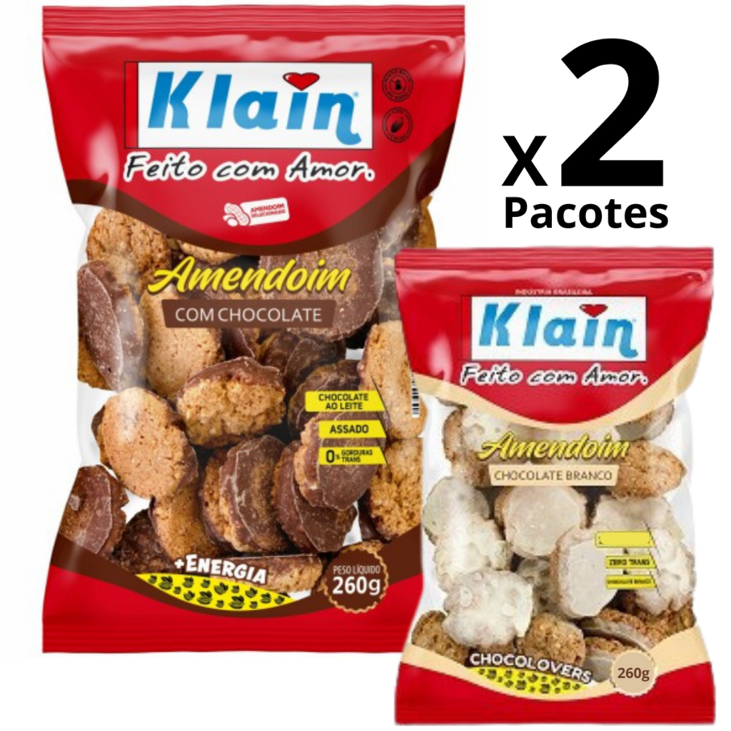 Chocolate Biscoito de Amendoim com Chocolate Klain Bolacha 250g 2 ...