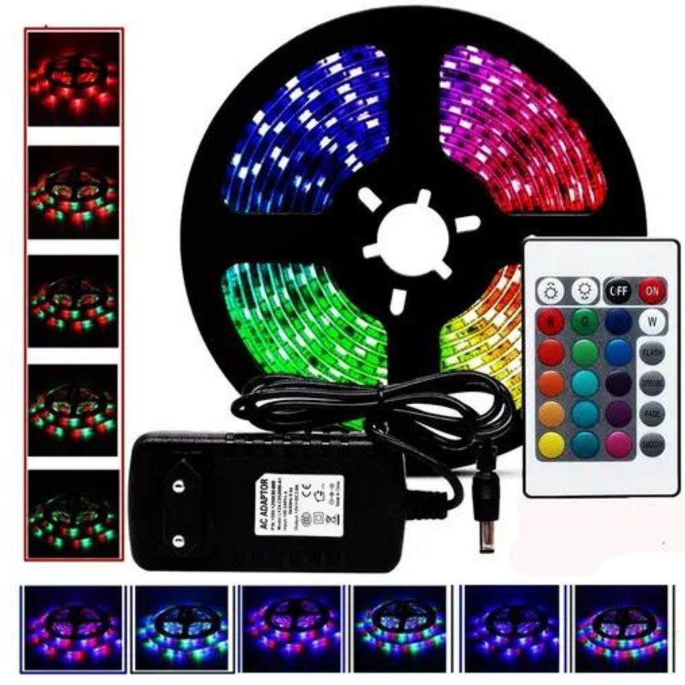 Fita De Led Para Gesso Rgb 12v 3528 Com Fonte E Controle com Fonte ...