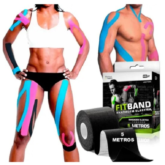 Bandagem Elástica Fita Kinesio Tape Fisioterapia Ortopedia Alivia a Dor Lesão Muscular 5cm X 5m ...