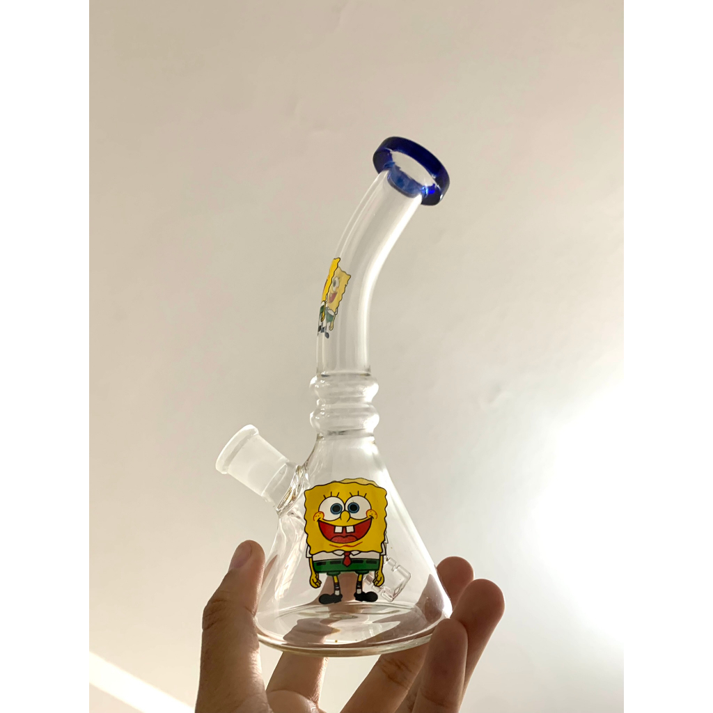 Bob Esponja Bong Base Redonda Vidro Luxo Curvo Erva Bowl 17,5cm ...