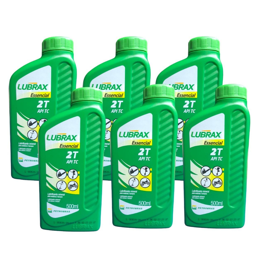 Kit 6 Óleo Lubrax Essencial 2T Mineral 500ml | Shopee Brasil