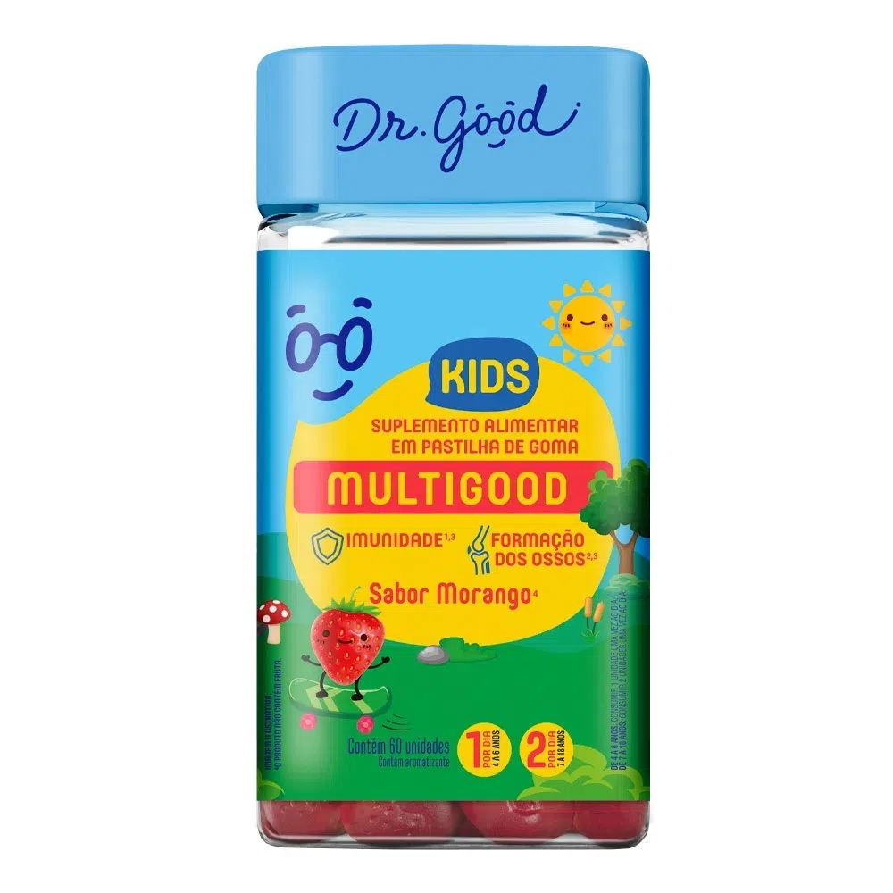 Multigood Kids Sabor Morango Em Gomas - 60 Gomas - Fini Dr. Good | Shopee Brasil