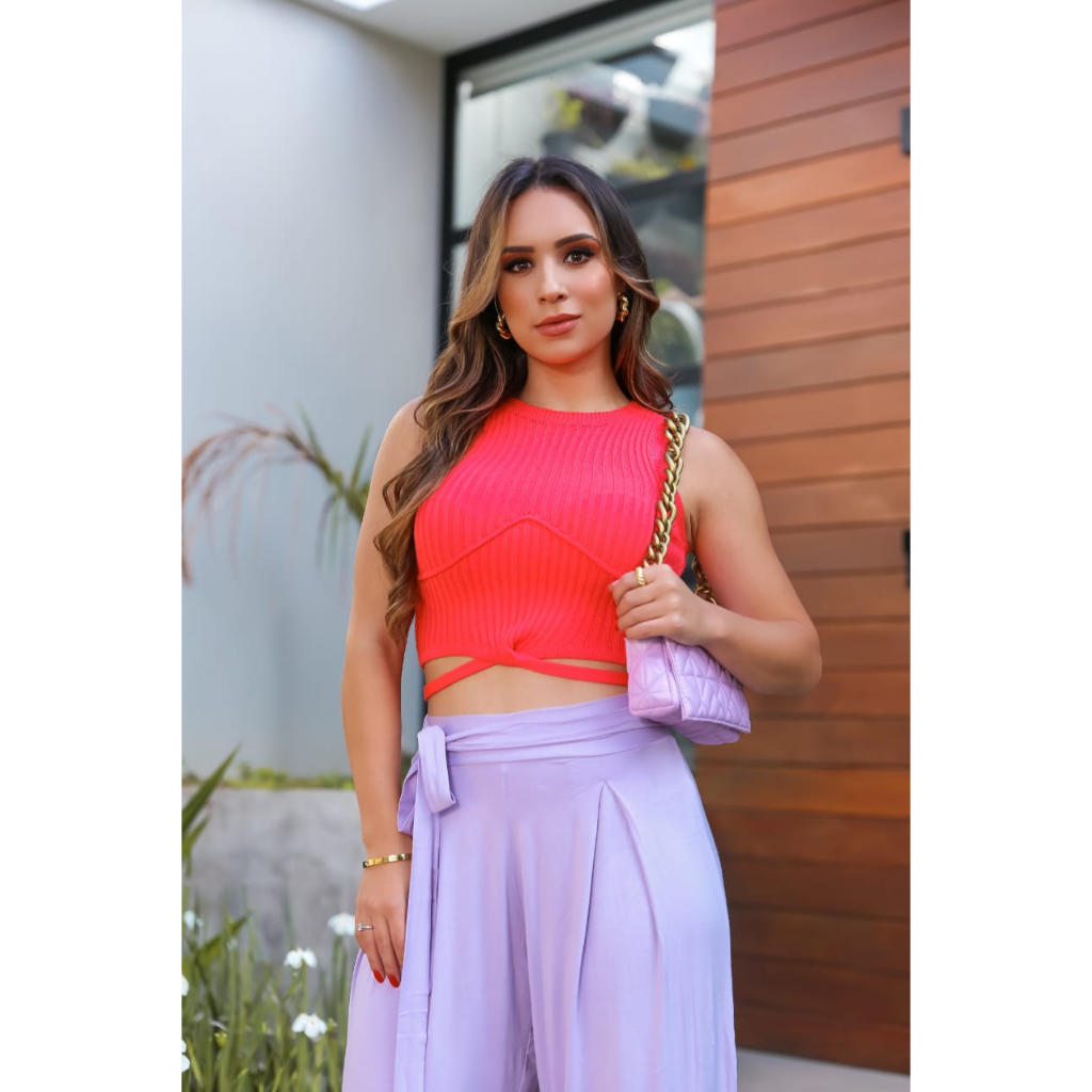 Cropped De Tricot Modal Feminino Com Transpassado Na Barra Jasmine ...