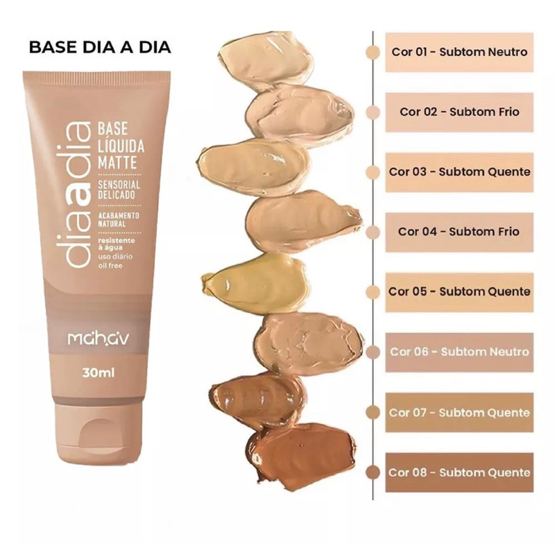 Base Líquida Matte Mahav Dia A Dia Cobertura Natural | Shopee Brasil