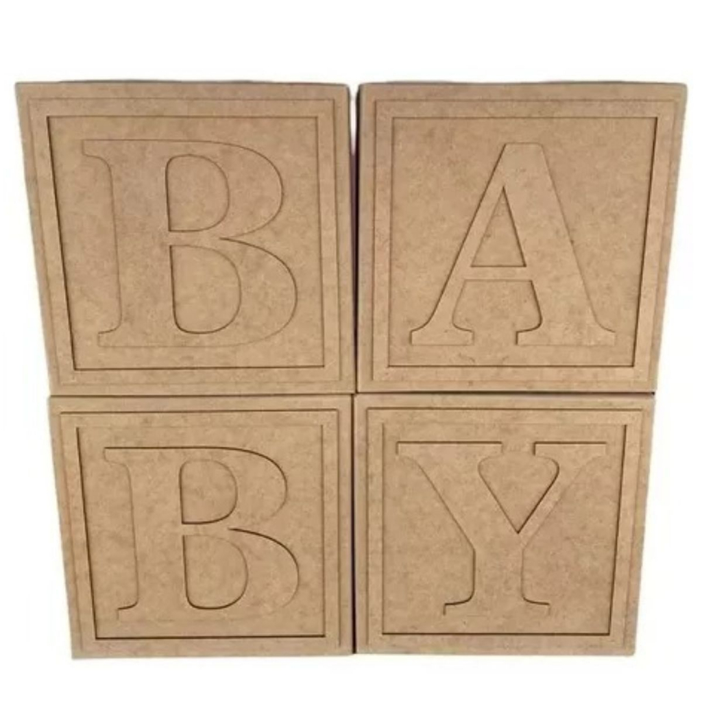 4 Cubos em mdf Baby Letras Decoração de eventos 30x30cm | Shopee Brasil