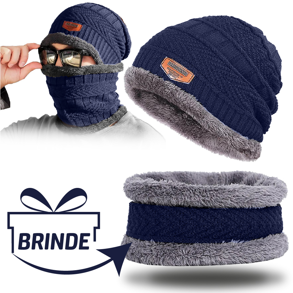 Touca Gorro + Cachecol UNISSEX Forrado De Lã Soft Para Frio Inverno ...