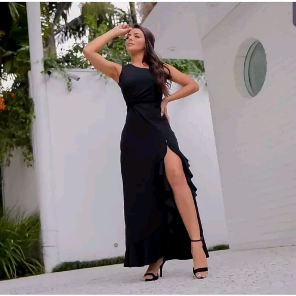 Vestido Longo Preto Ombro a Ombro Modelo Sereia E Outros Para Festas ...