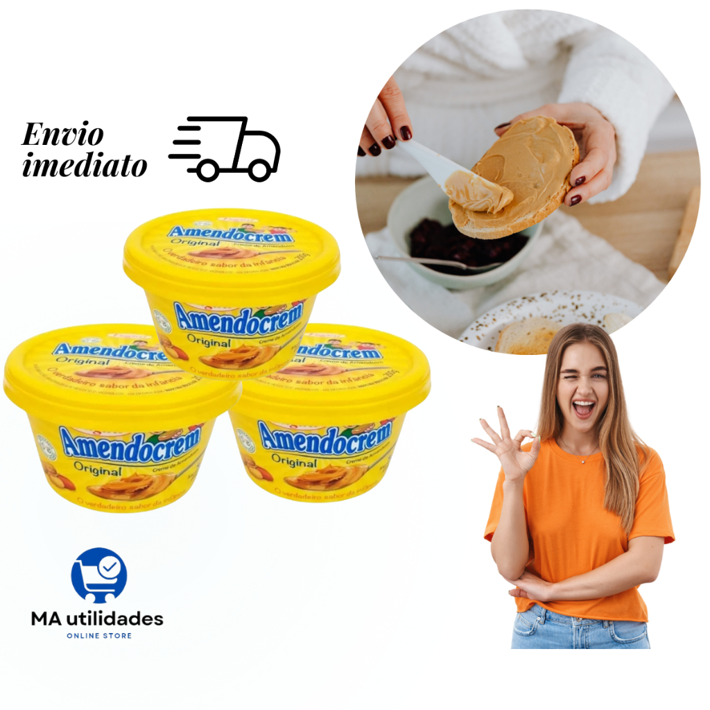 Pasta Creme de Amendoim Fugini Amendocrem Kit com 3un Potes De 200g ...