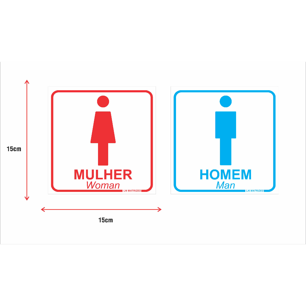 Kit com 02 Placas de Sinalização Banheiro Masculino e Feminino ...