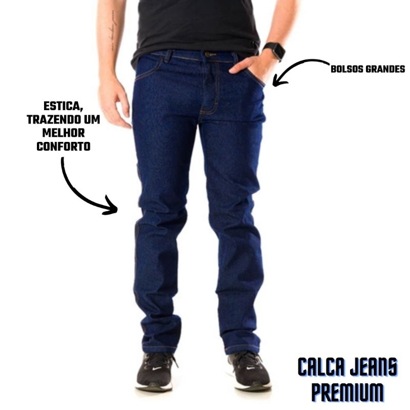 Calça Jeans Premium Ideal para Trabalho Pesado Reforçada com Elastano ...