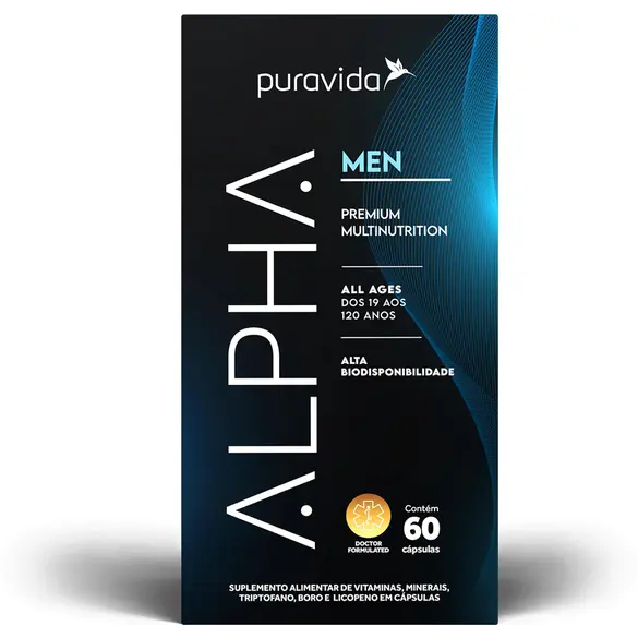 ALPHA MEN -MULTIVITAMÍNICO PREMIUM-C/60 cápsulas-PURA VIDA | Shopee Brasil
