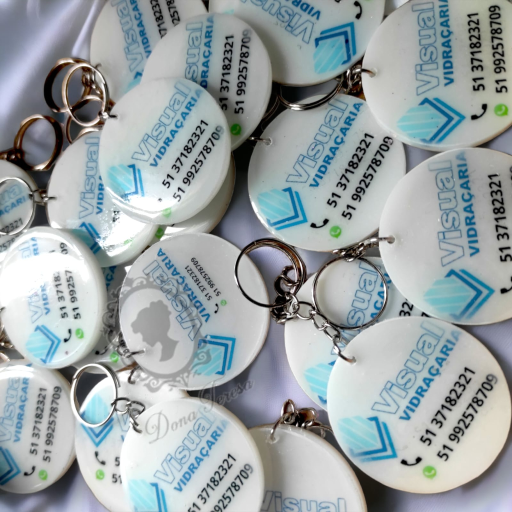 10 chaveiro personalizado com logo empresa 4cm redondo resina | Shopee ...