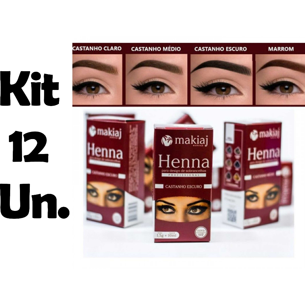 Kit 12 Unidades De Henna Makiaj Com Pote Dappen - ESCOLHA SUAS CORES ...